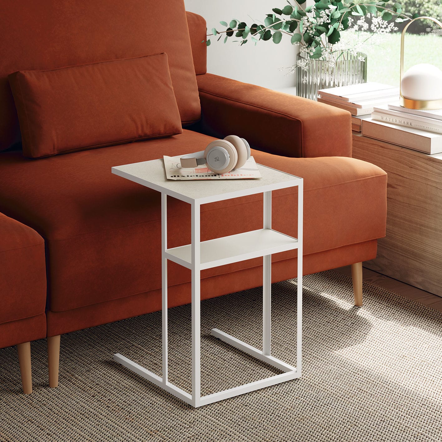 Contemporary side table - Utile - Mobenia - lacquered MDF / ceramic ...