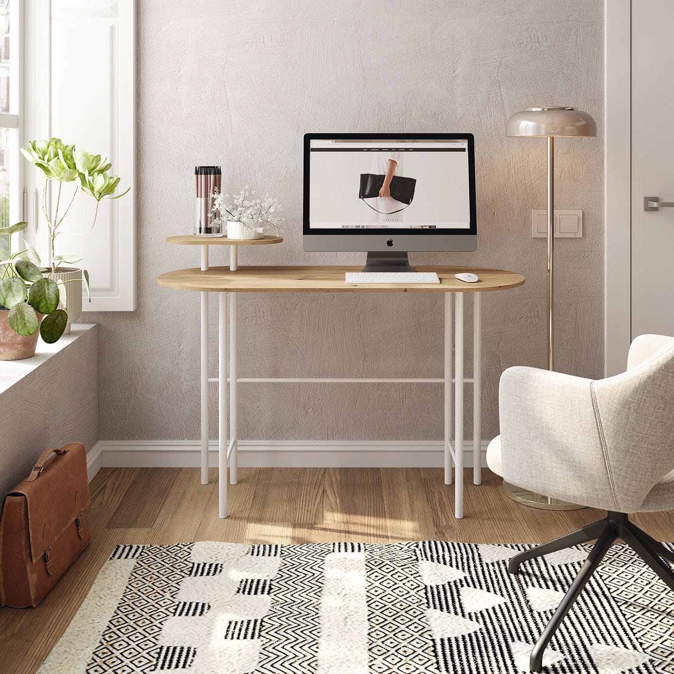 Free-standing desk - Núvol - Mobenia - contemporary / lacquered MDF ...