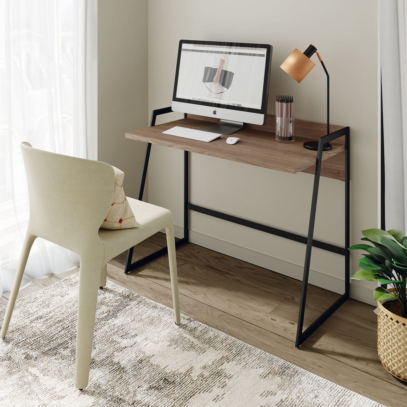 Free-standing desk - Nerd - Mobenia - contemporary / lacquered MDF / melamine