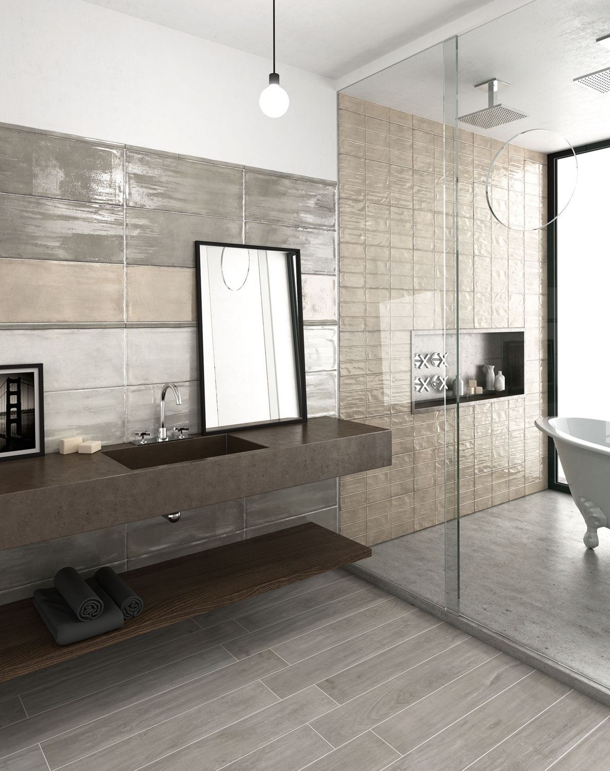 Indoor tile - CENERE - HERBERIA - wall / porcelain stoneware / rectangular