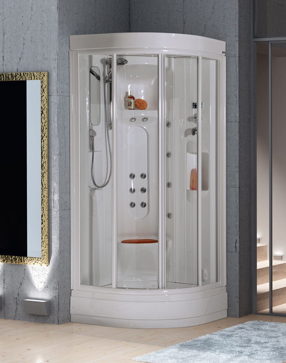 Glass shower cubicle - AMALFI - THERMO DESIGN - with sliding door ...