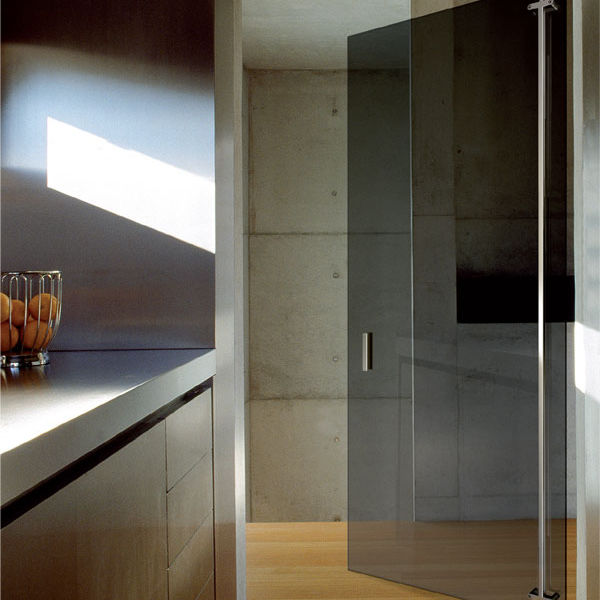 Interior door - POST MOUNT - CARVART - glass / anodized aluminum / swing