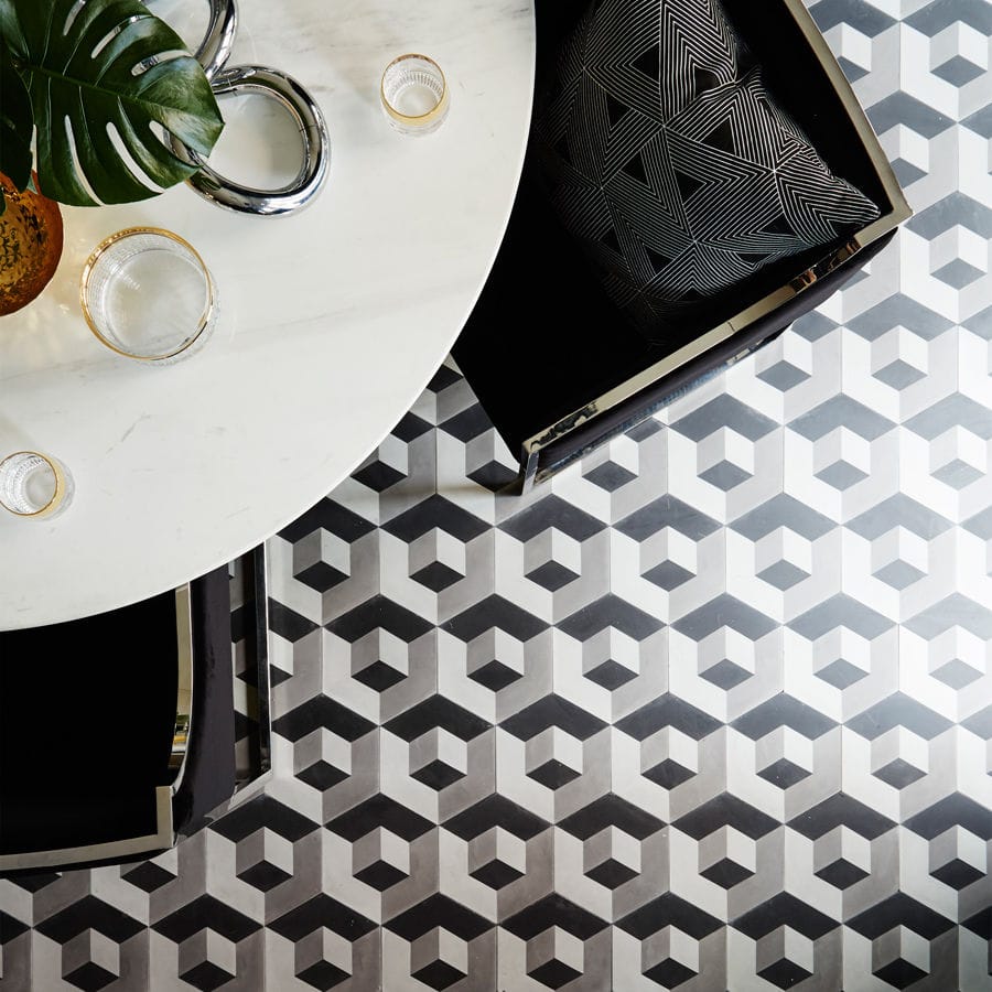 Polished encaustic cement tile - CUBO : PORTICO - Greg Natale - indoor ...