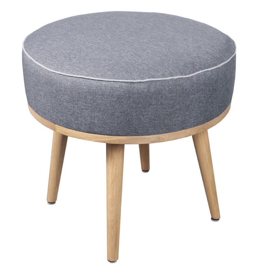Contemporary pouf - POU-OKBGRY - ALANKARAM - fabric / oak / round