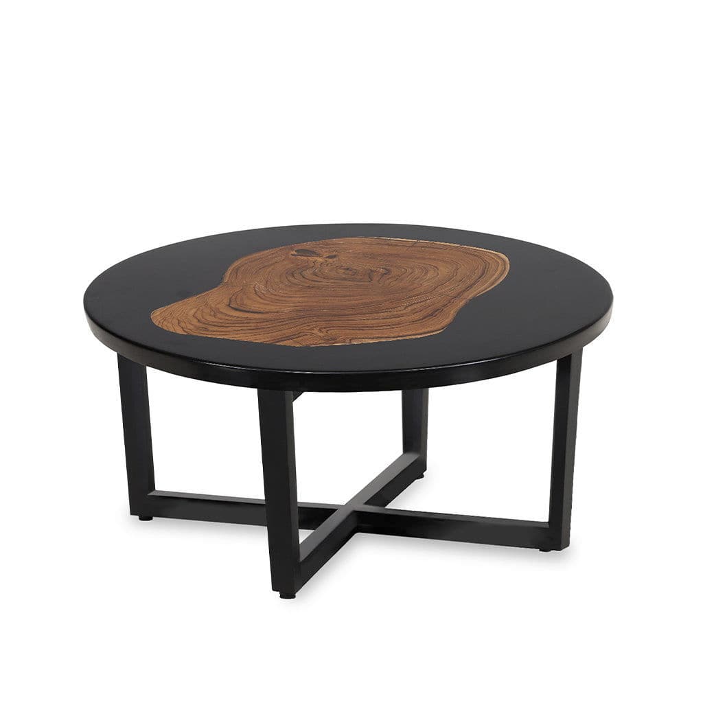 Modern table - LIKAS - ALANKARAM - solid wood / wooden base / round