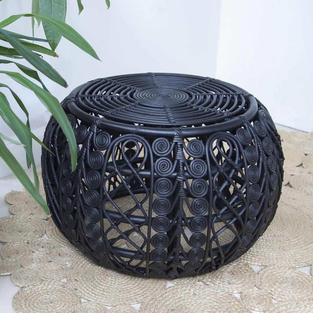 Traditional pouf - BEETLE - Zenza - rattan / round