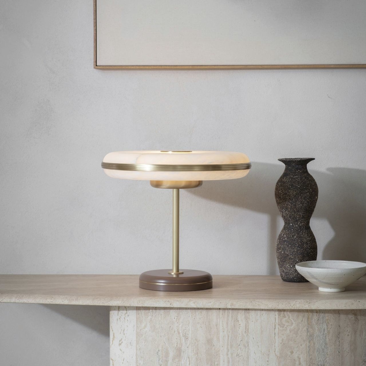 Table lamp - BERAN - BERT FRANK - brass / alabaster / contemporary