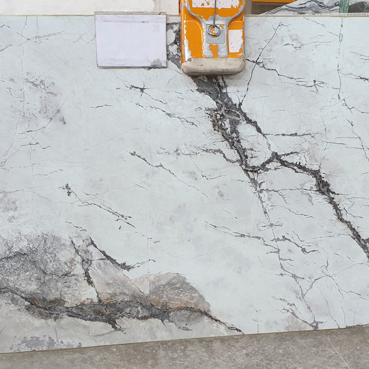 Marble stone slab - BLUETTA - Ionic Stone - for floor / polished / marble look