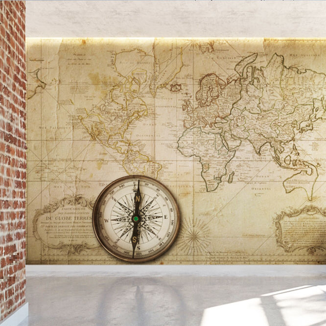 Vinyl wall-covering - HD-613A- VINTAGE MAP - HD WALLS - 3D effect / home