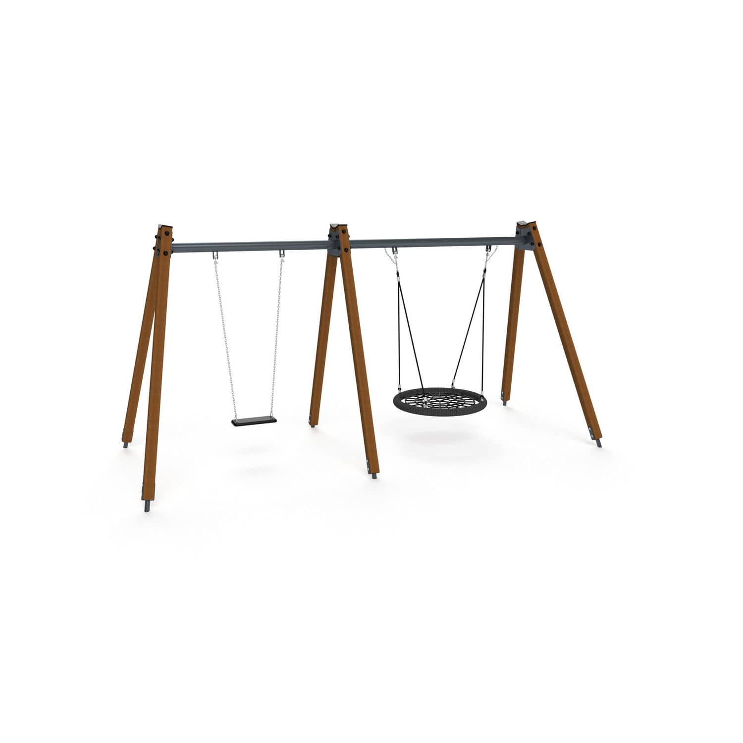 Wooden swing - 3510D - Astrus Playgrounds - galvanised steel / rope ...