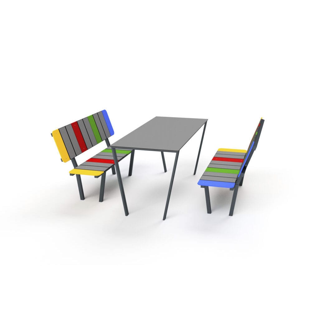 Contemporary table and bench set - 2025S - Astrus Playgrounds - metal ...