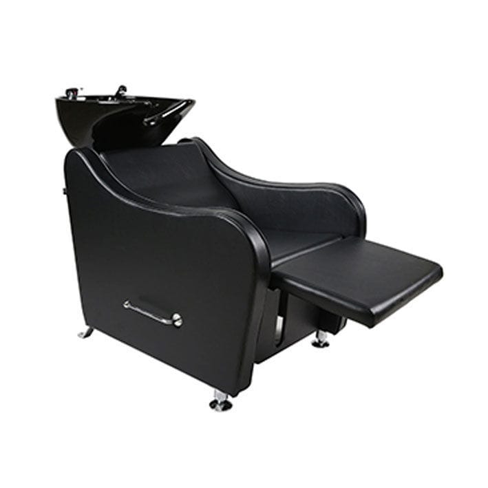 Shampoo chair with footrest - KURVA - INDUSTRIAS ORIOL - ceramic / 1-person