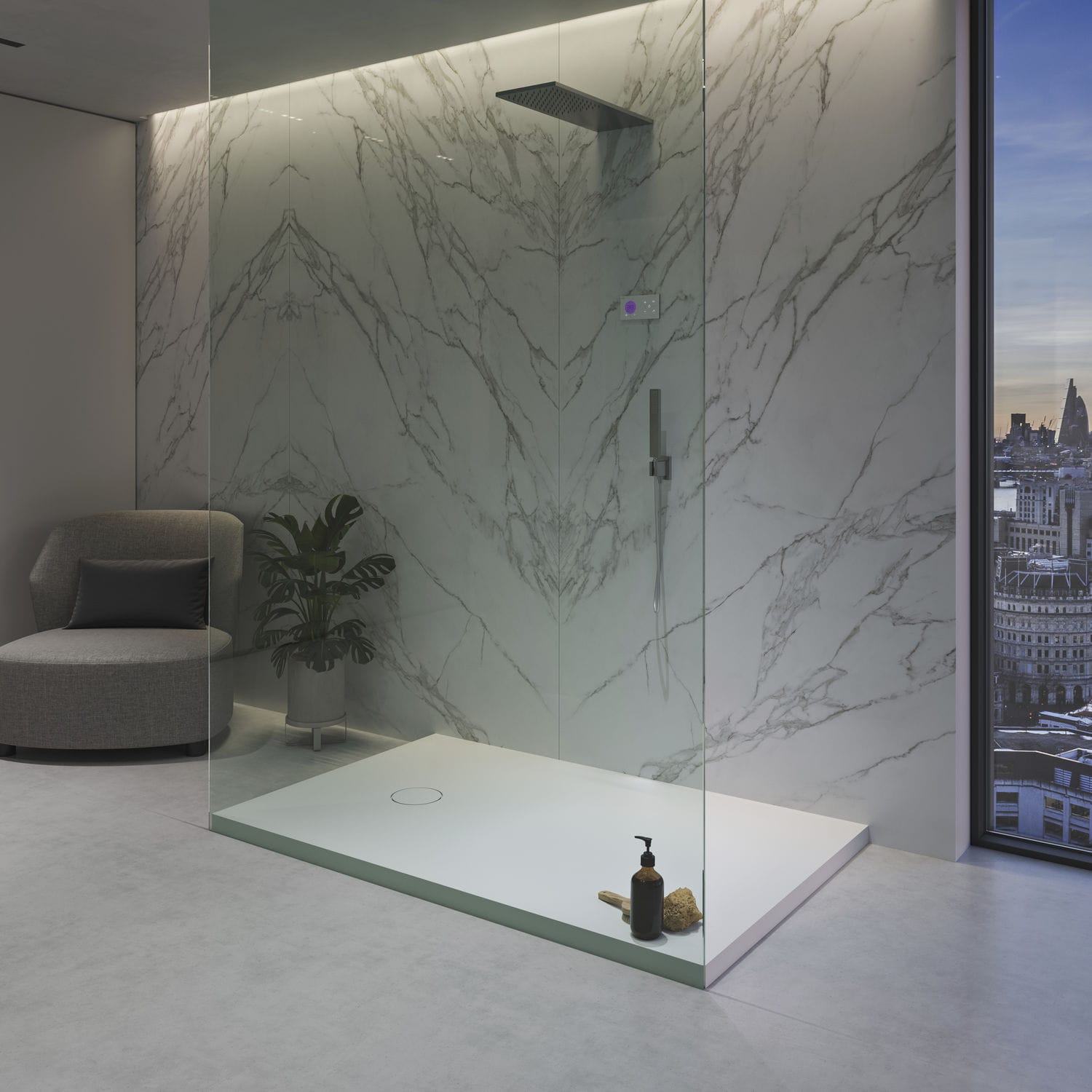 Rectangular shower base - ARA - Riluxa - above floor / raised / Corian®