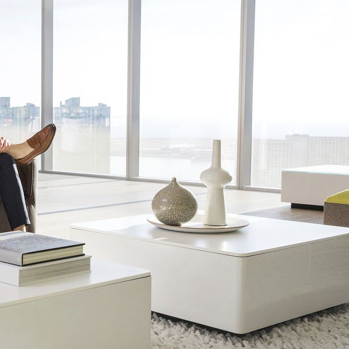 Contemporary coffee table - INFINITO - STUDIO TK - glass / wood veneer ...