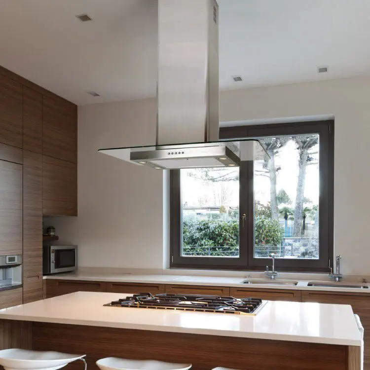 Glass island hood store
