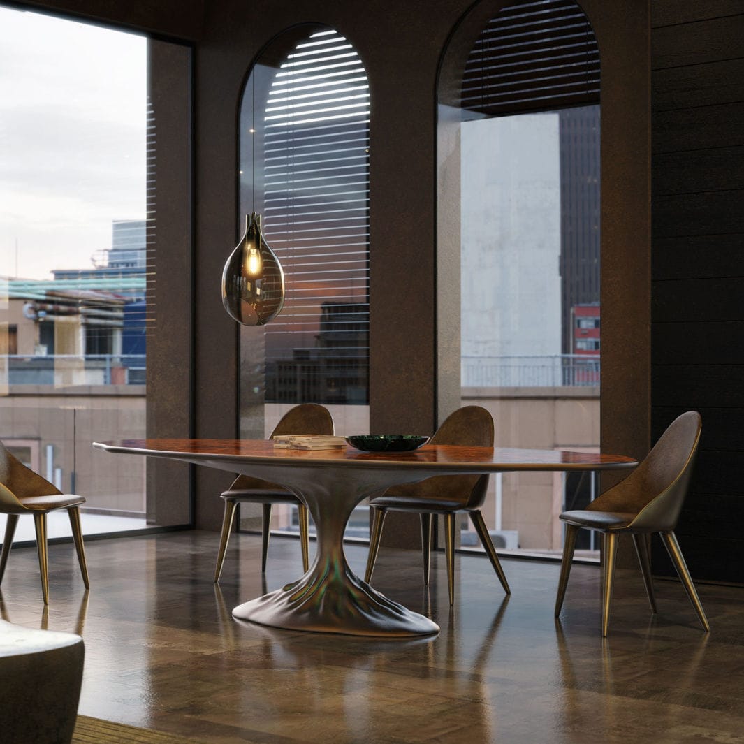 Organic design dining table - BONSAI - KARPA - walnut / resin base ...