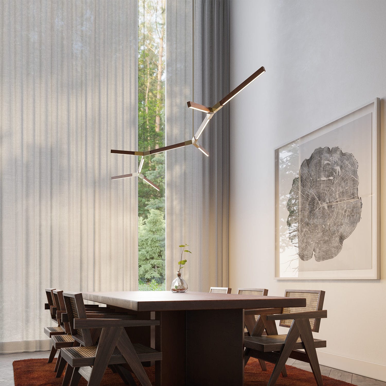 Pendant lamp - BRANCHING BOUGH - Stickbulb - steel / solid wood ...