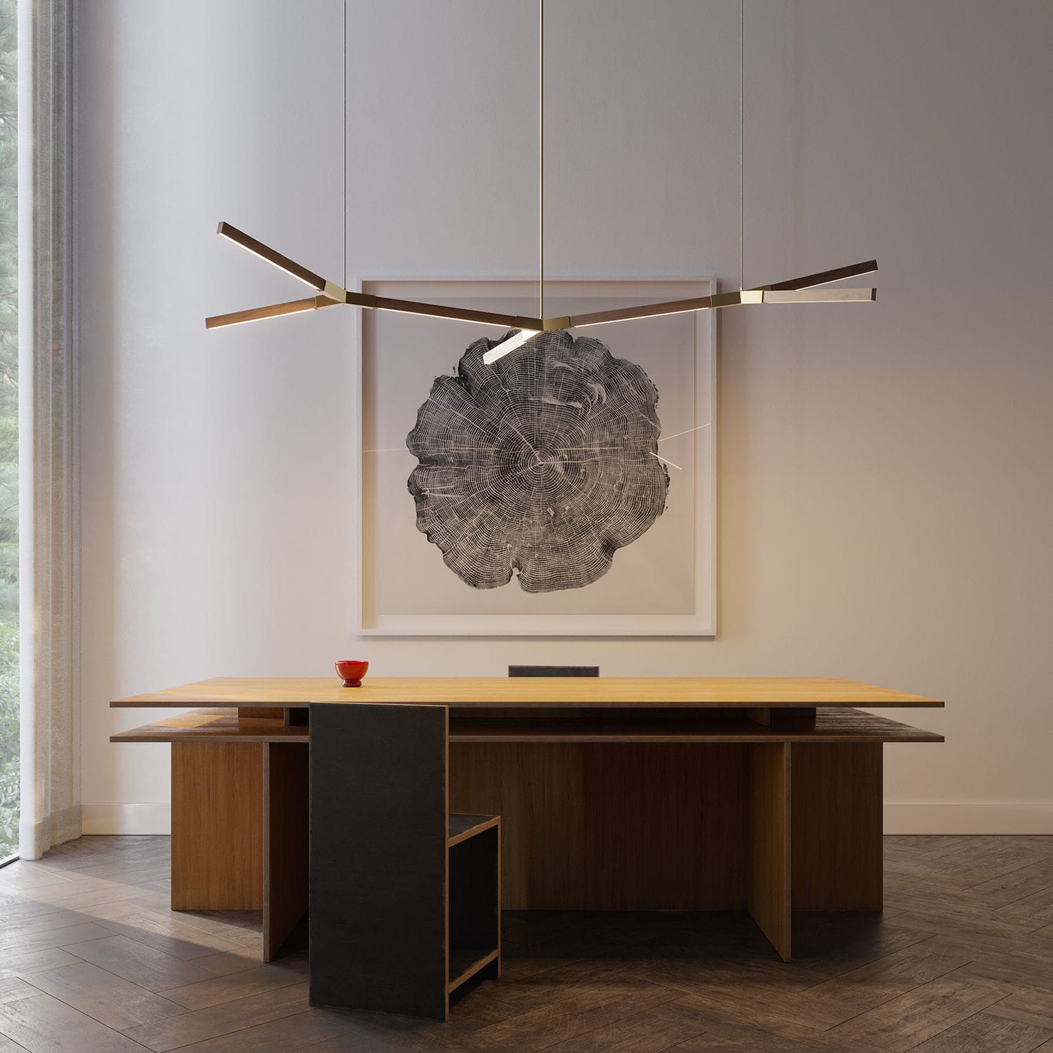 Pendant lamp - BRANCHING BOUGH - Stickbulb - steel / solid wood ...