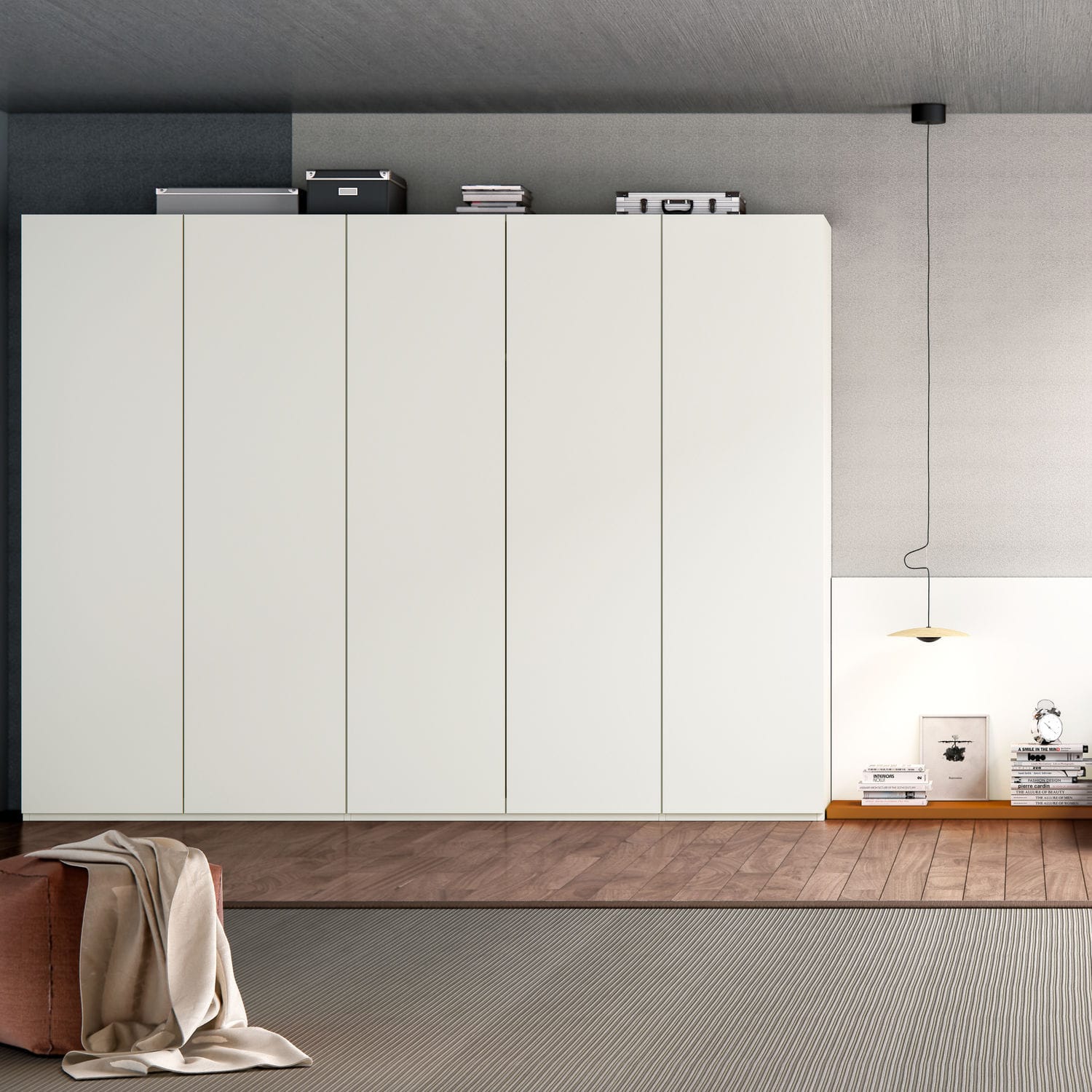 Contemporary wardrobe - BASE - EMEDE - lacquered wood / with swing ...