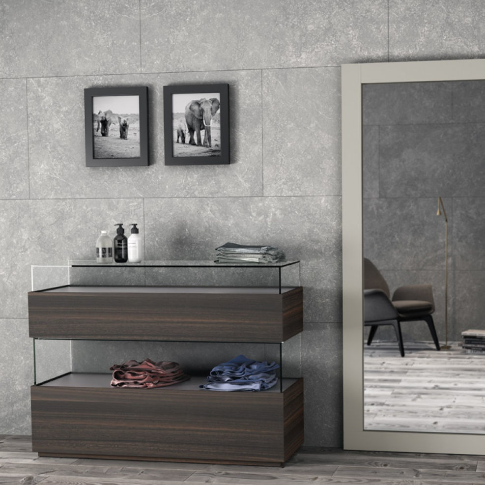 Contemporary chest of drawers - KLAS 2 2S - EMEDE - wooden / glass ...