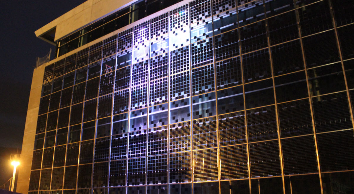 Stick System Curtain Wall 2es Aluminum And Glass With Photovoltaic ...