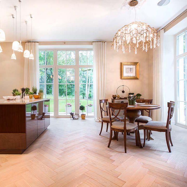 Solid parquet floor - BOHEMA - Frevini studio - oak / chevron / oiled