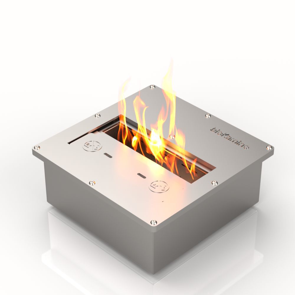 Inox bioethanol burner - BR200Q - bioKamino - square / contemporary