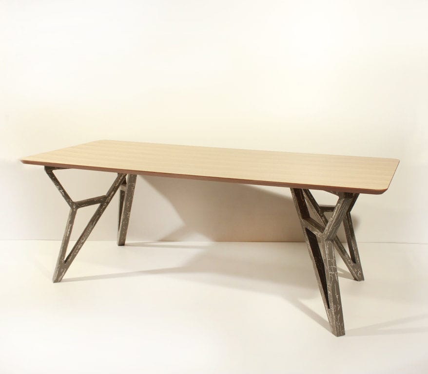 Contemporary dining table - SPOKE - KD Stripes - wood veneer / wood ...