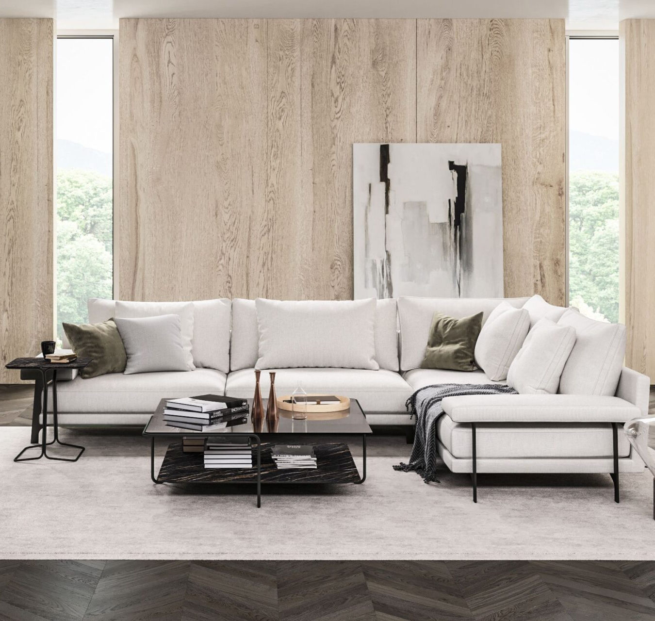 Modular sofa - Onyx - OLTA - corner / contemporary / fabric