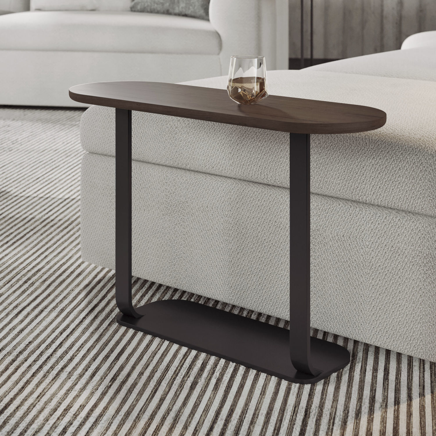 Contemporary side table - METRO - OLTA - wooden / wooden base / round