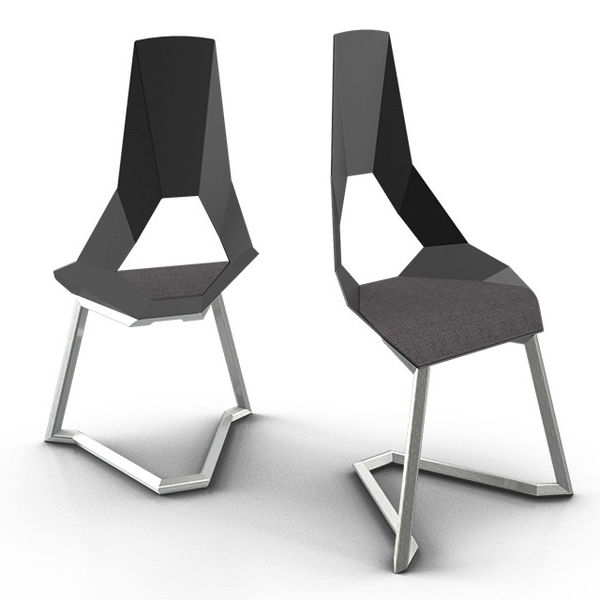 Contemporary chair - LIME - Black-Citrus - fabric / aluminum / brass