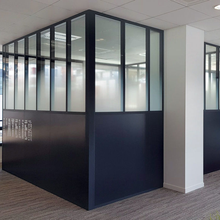 Fixed partition - Loft-style - ABCD INTERNATIONAL - glass / commercial ...