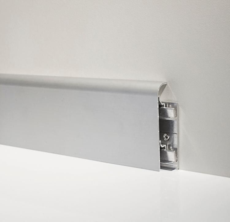 Silver-colored baseboard - LINE 97/7 - PROFILPAS - aluminum / rounded ...