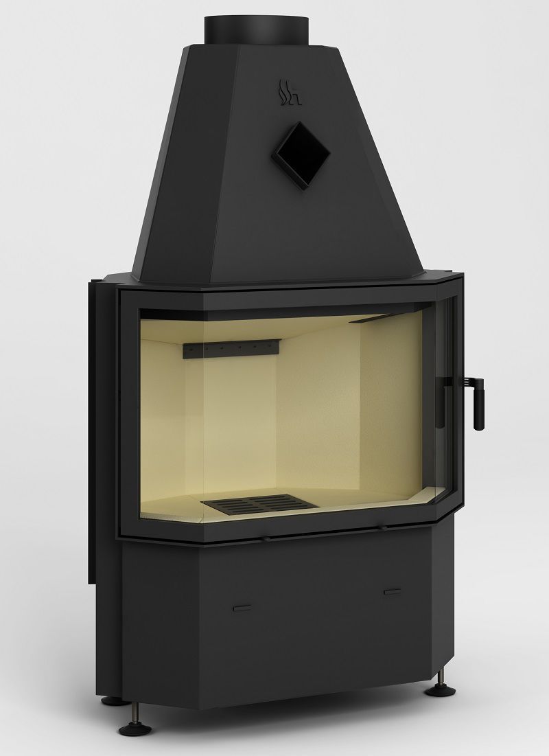 3-sided fireplace insert - Prisma K - desayo - wood-burning / steel / contemporary