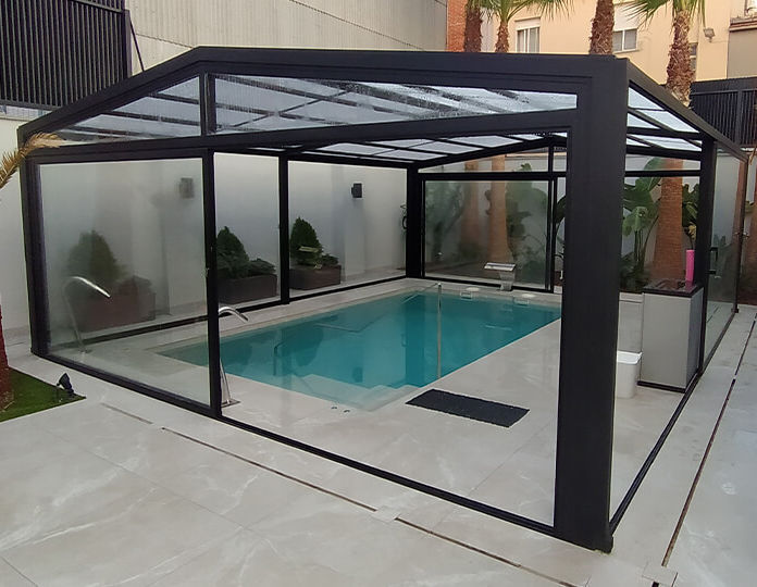 High swimming pool enclosure - Tarraco - COVERTTO - fixed / glass ...