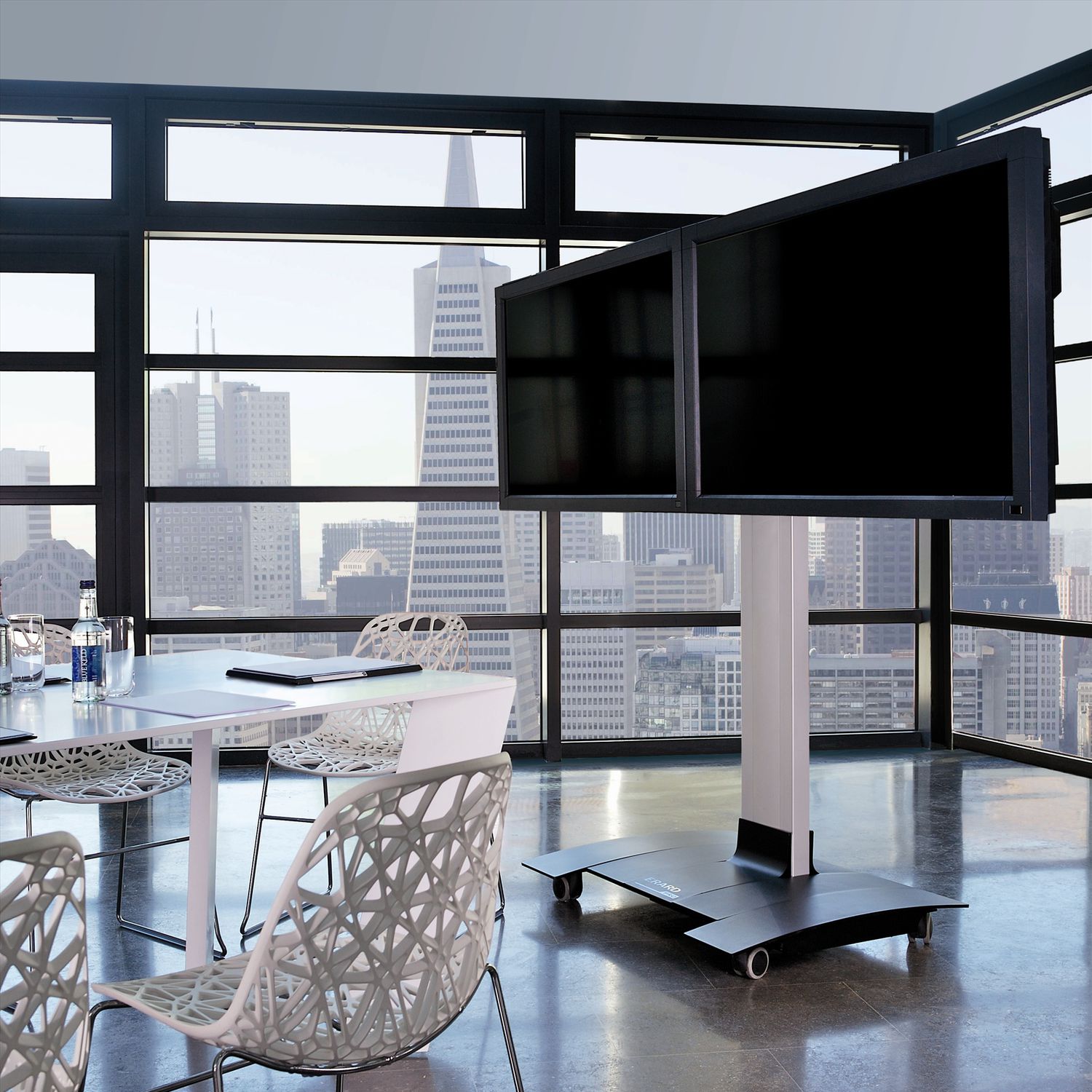 Floor-standing monitor support - XPO - ERARD PRO - double