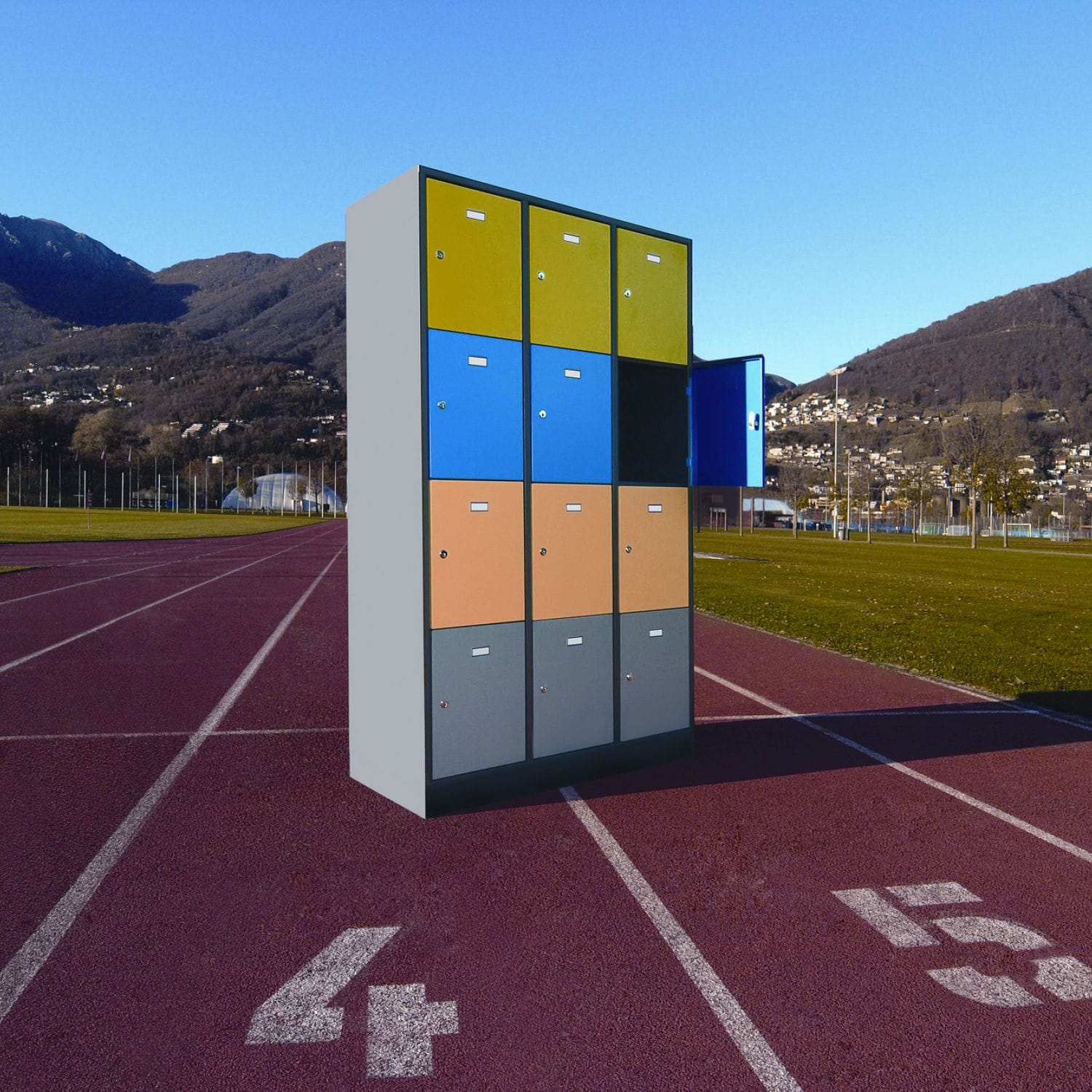Metal locker - SPACE - Sara - for public building / for sports facility ...