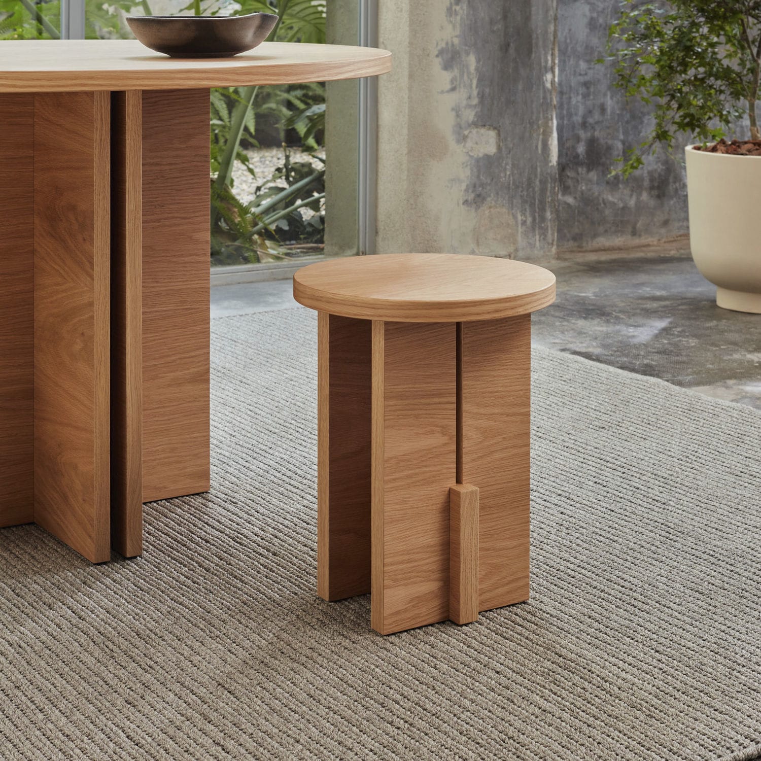 Contemporary stool - BARDI - Hobby Flower - oak / ash / wooden base