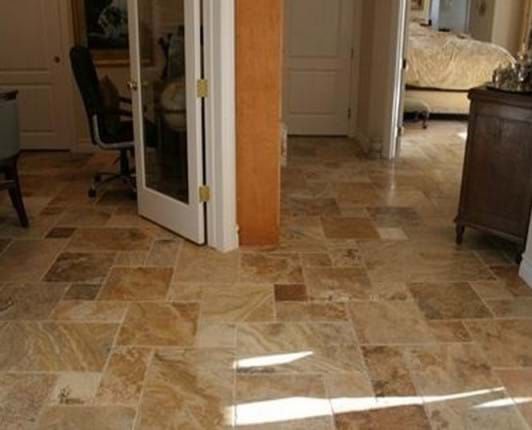 Travertine tile - SCABOS SET - Mekmar - indoor / floor / mosaic look