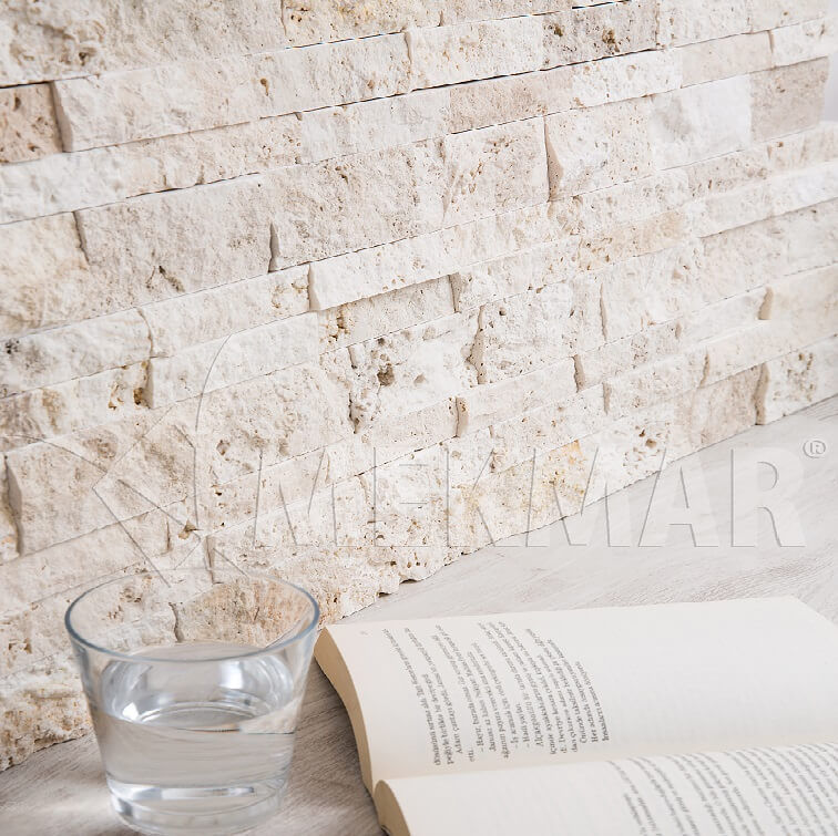 Travertine wall cladding - CLASSIC SPLIT FACE - Mekmar - interior ...