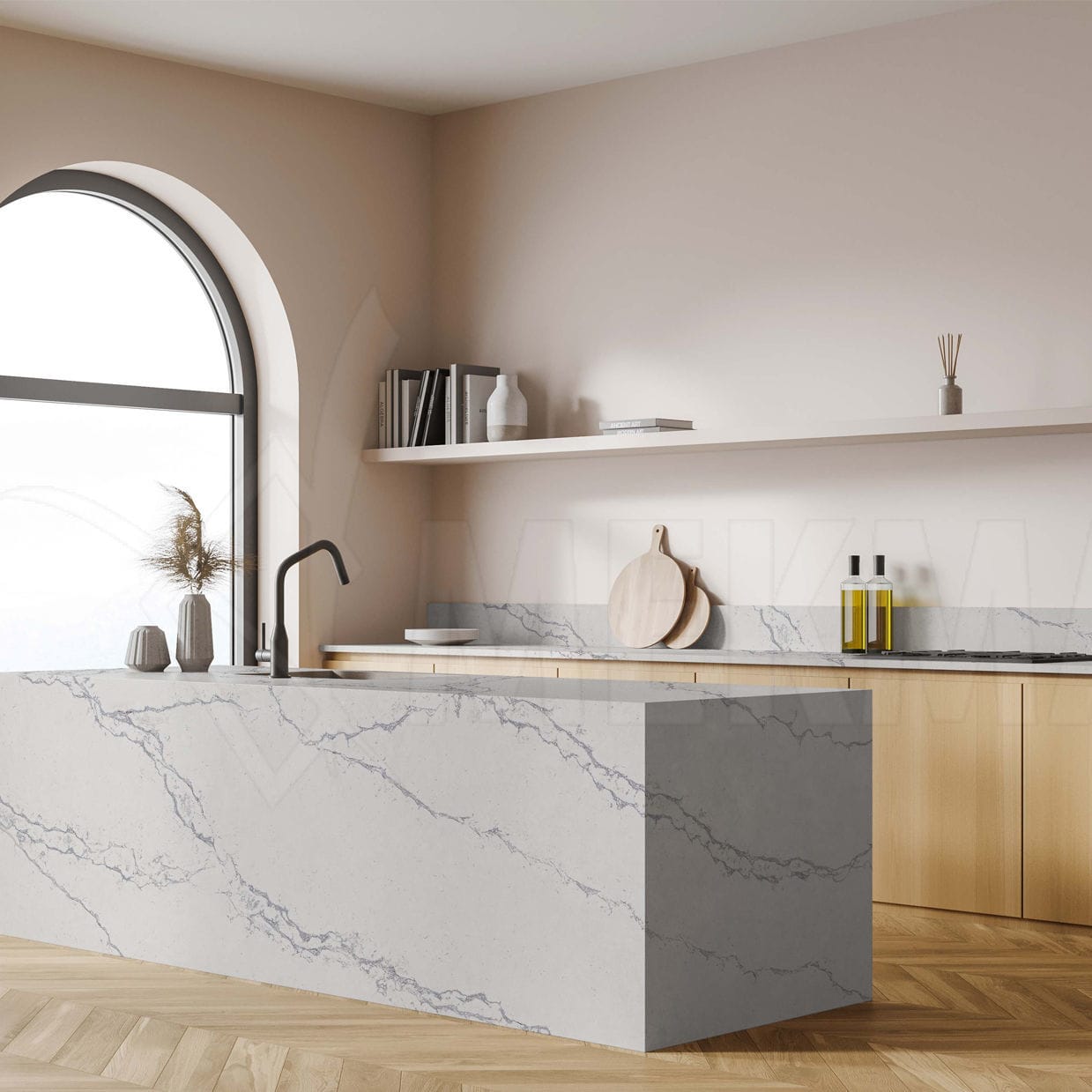 Quartz stone slab - ASTORIA - Mekmar - for floor / for interior / for ...