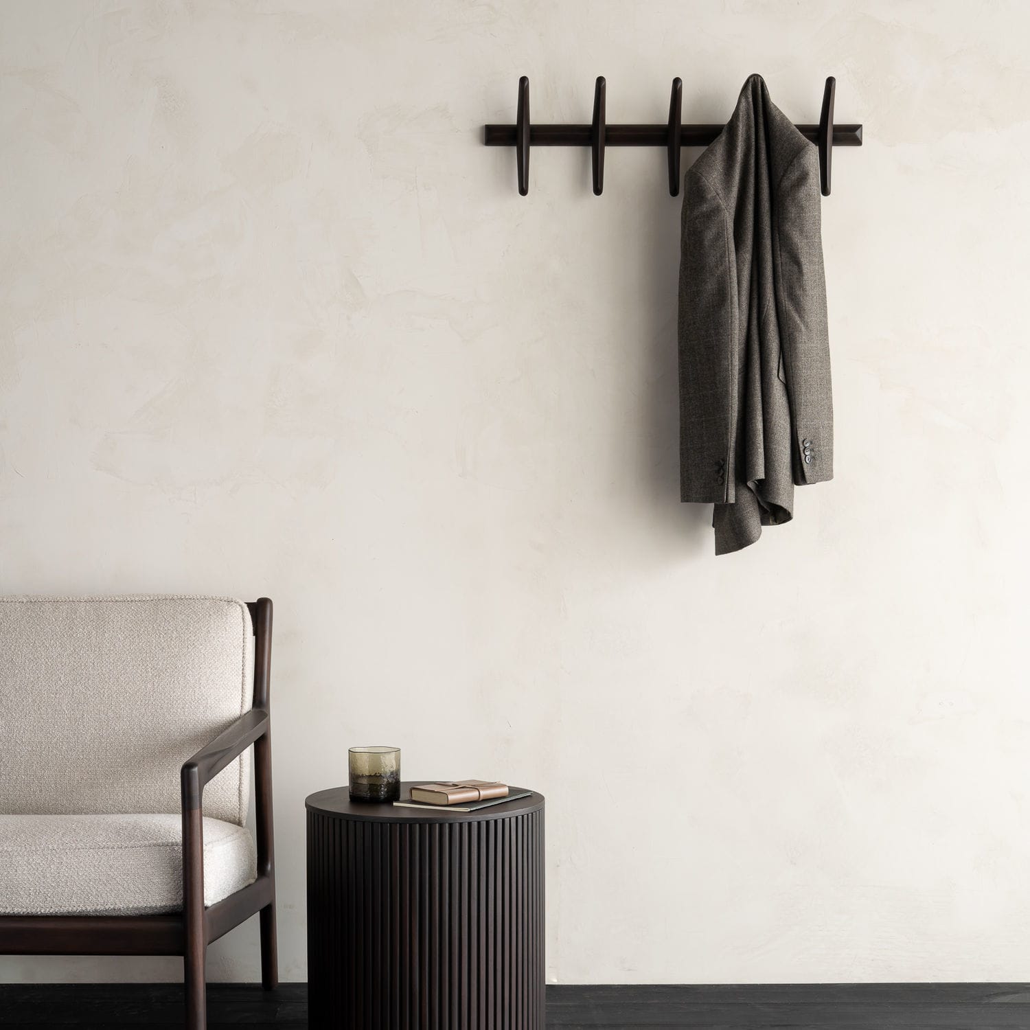 Wall-mounted coat rack - PI - ETHNICRAFT - contemporary / mahogany / black