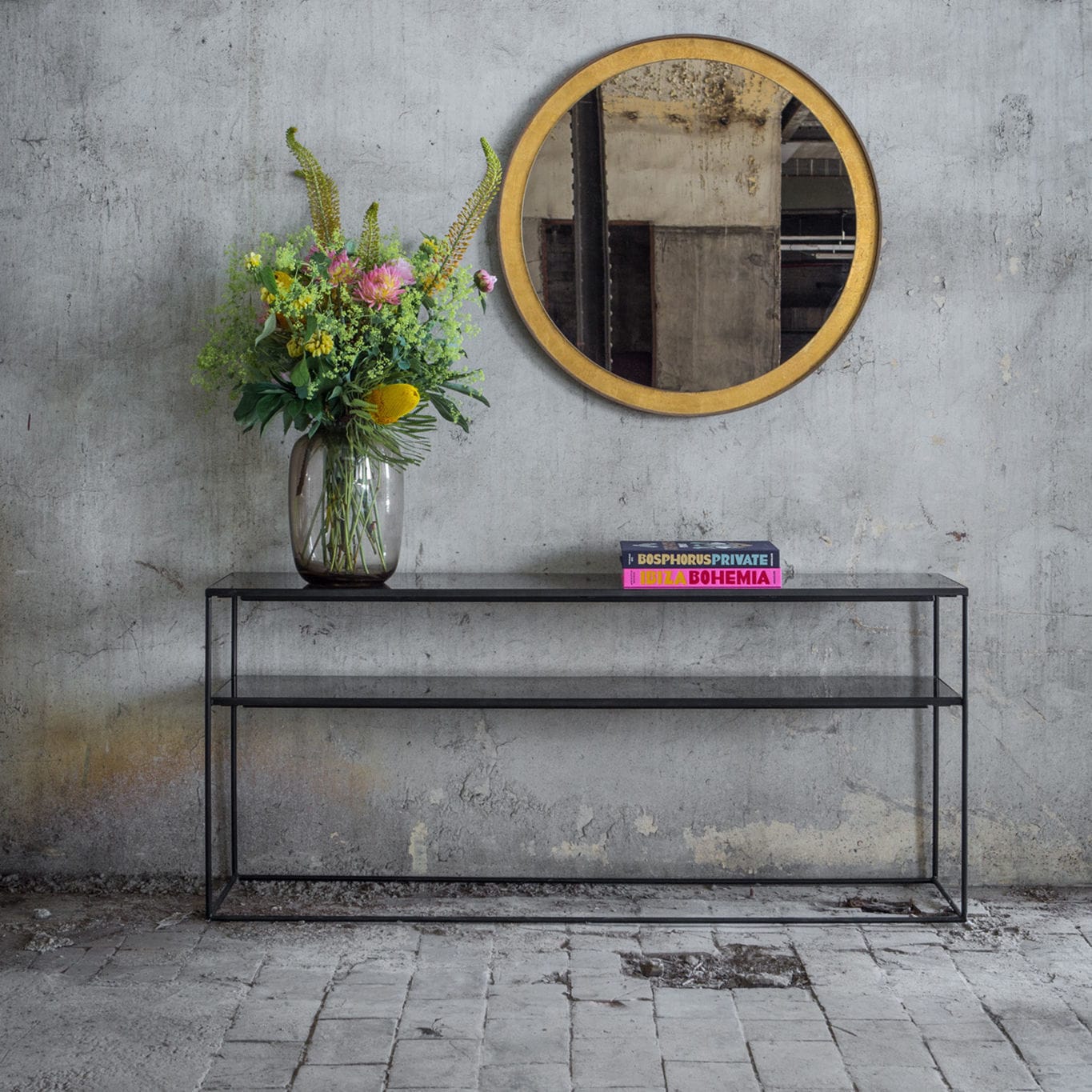 Contemporary sideboard table - Aged - ETHNICRAFT - metal / metal base ...