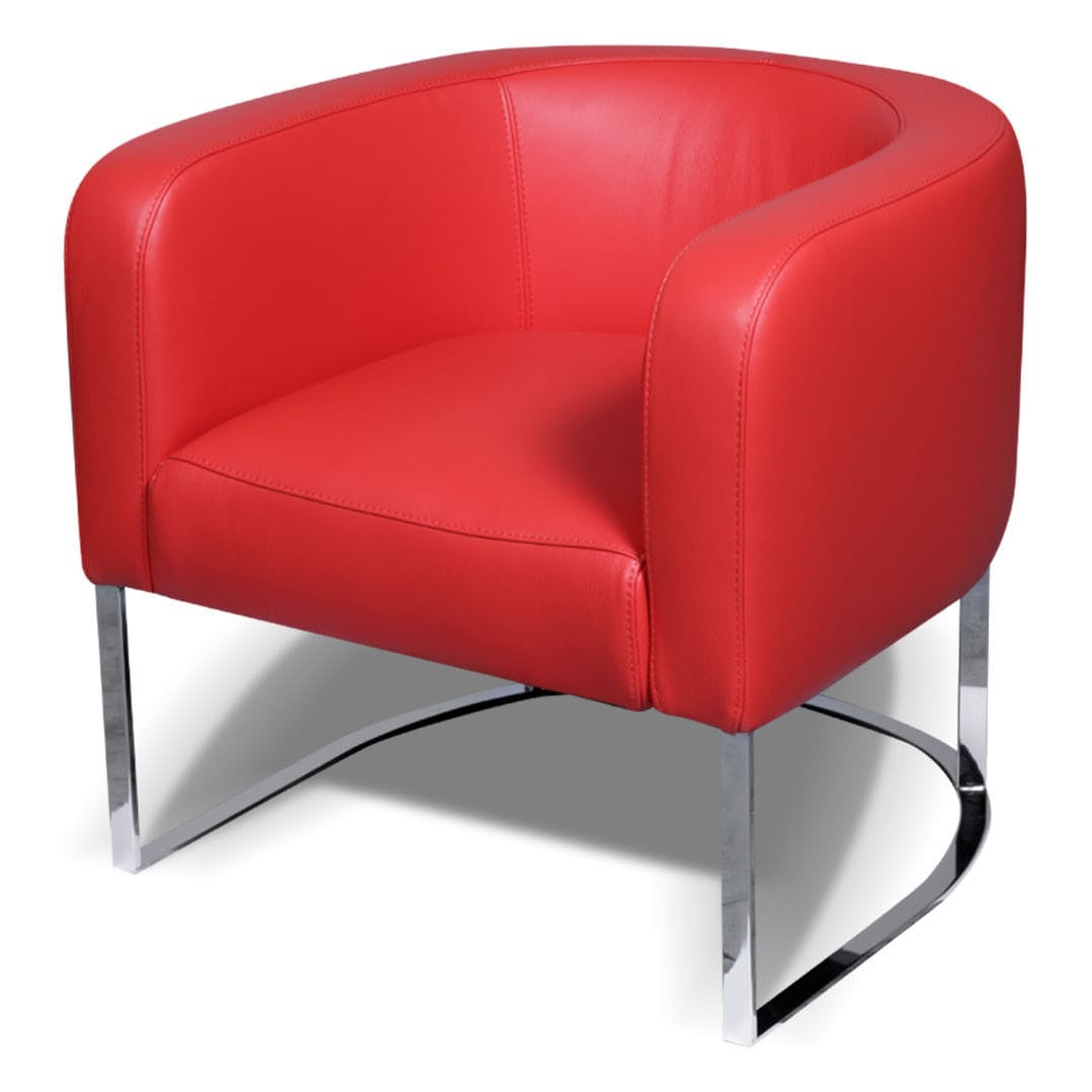 Contemporary armchair - GIADA - Rossini - leather / red / sled base