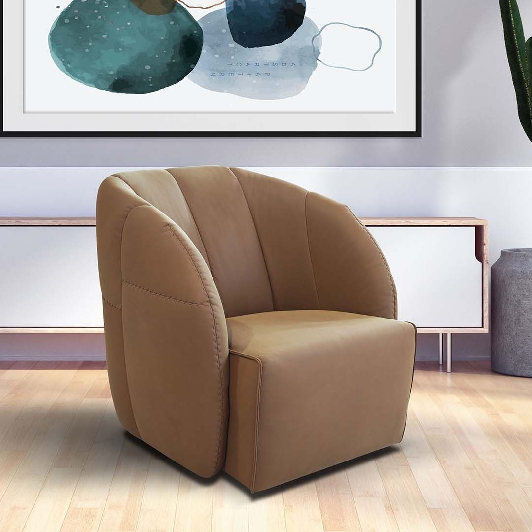 Contemporary armchair - GLOBE - Rossini - leather / brown / with armrests