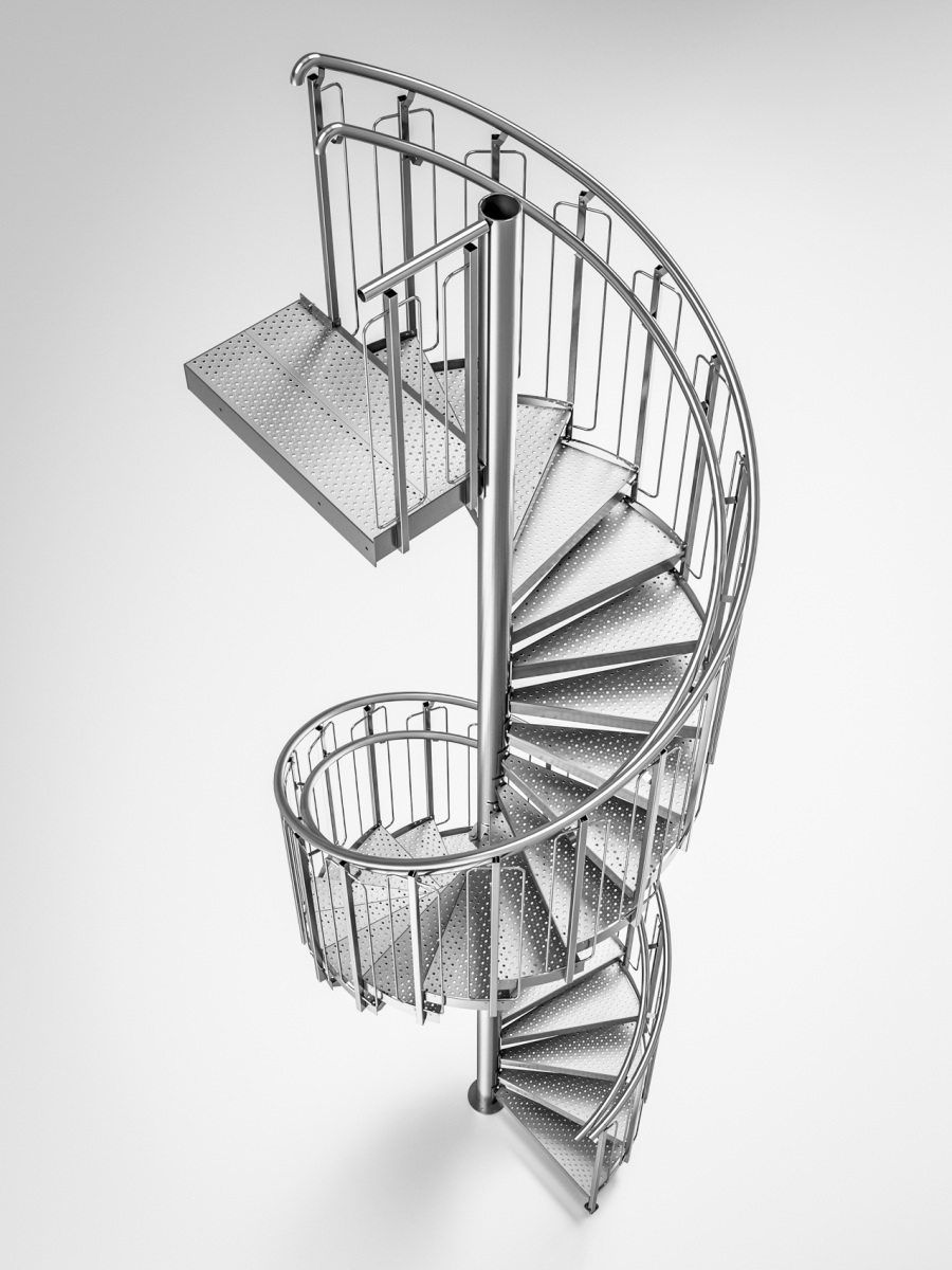 Spiral staircase - TLC Sp. z o.o. - half-turn / metal step / steel frame