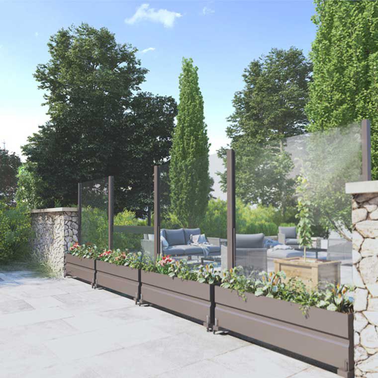 Glass windbreak panel - SYSTEM MW 40 FP - Salinox - aluminum / commercial