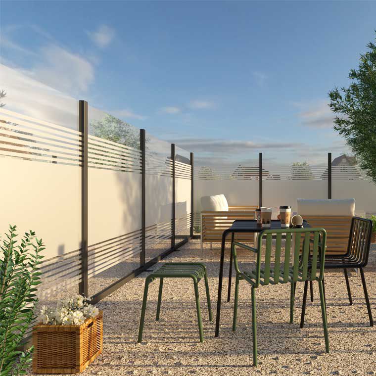 Glass windbreak panel - SYSTEM WB 30 / 60 - Salinox - aluminum / commercial