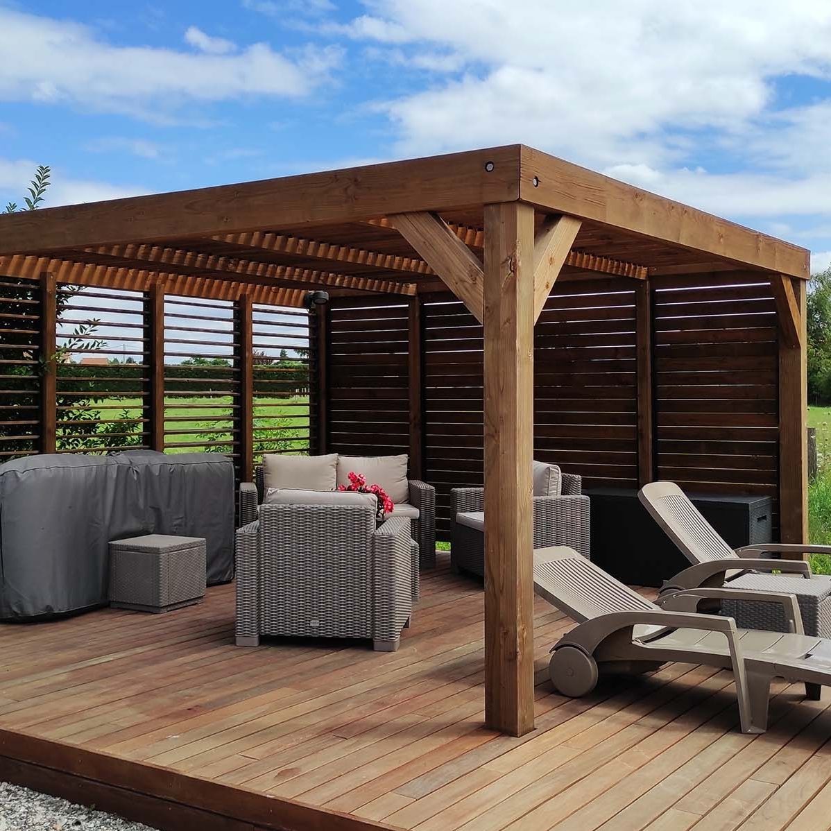 Self-supporting pergola - MILAN - MODULAND - wall-mounted / wooden ...