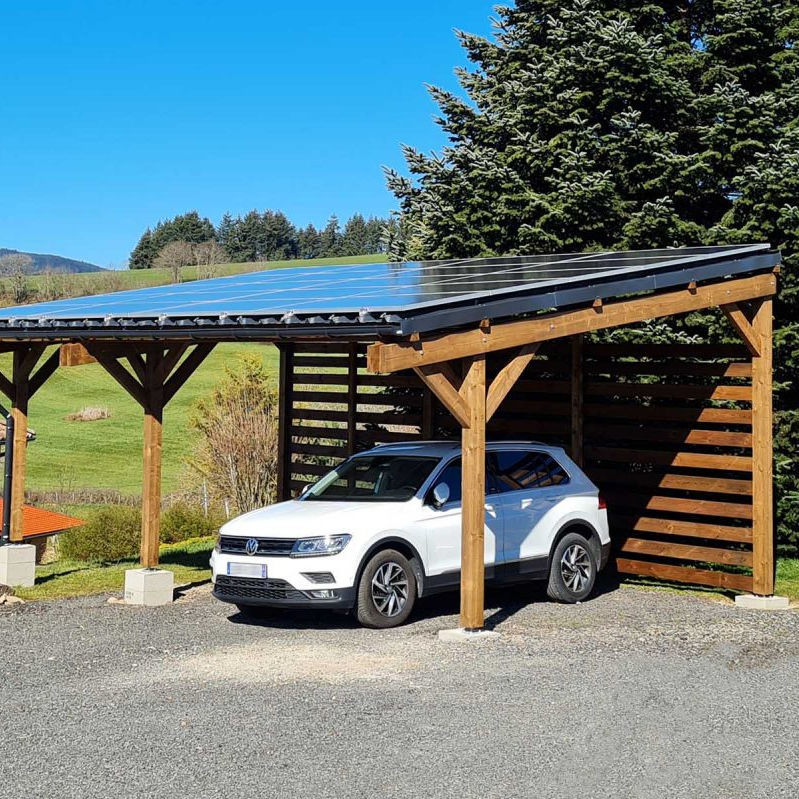Wooden carport - OPS+ INV - MODULAND - with solar panel